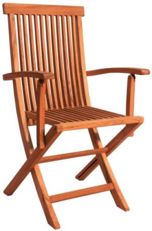 Teak Folding Chair w Armrests for sale at Teak Deck Company
