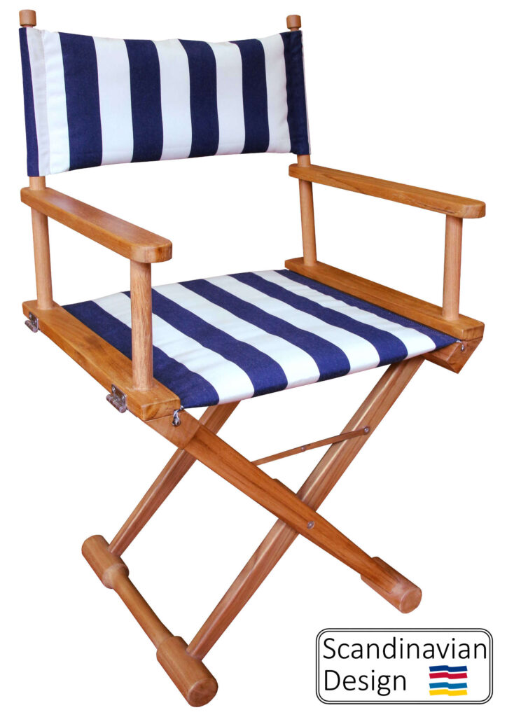 Teak Folding Captains Chair w Cushions - Teak Deck Company