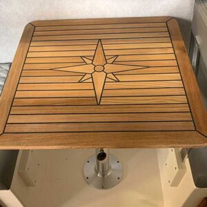 Teak Table, Barrel Shaped, Star Inlay - Teak Deck Company