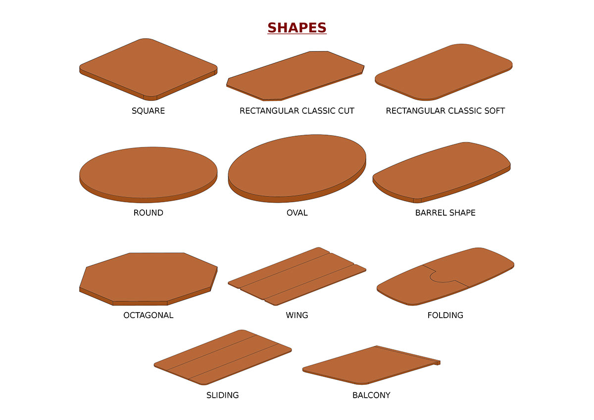 Table Shapes w Teak Deck Company